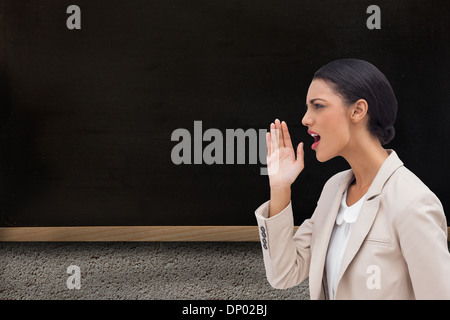 Composite image of confident businesswoman calling for someone Stock ...
