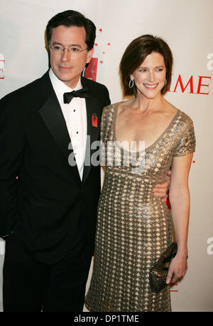 Comedian Stephen Colbert, center, his wife, Evelyn McGee, left, and ...