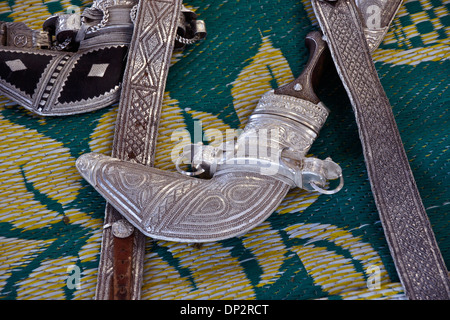 Traditional Arabian khanjar daggers and belts on sale in Souq Waqif ...