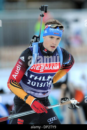 Biathlete Simon Schempp of Germany in action during a training session ...