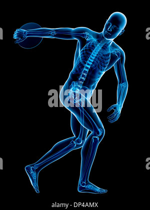 Skeleton throwing discus, artwork Stock Photo - Alamy
