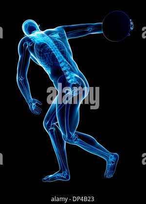 Skeleton throwing discus, artwork Stock Photo - Alamy