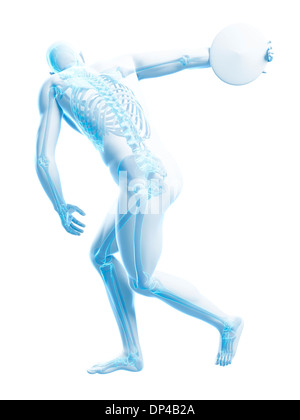 Skeleton throwing discus, artwork Stock Photo - Alamy
