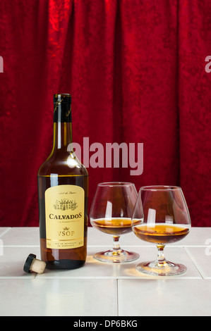 Bottle of Calvados apple brandy Stock Photo - Alamy