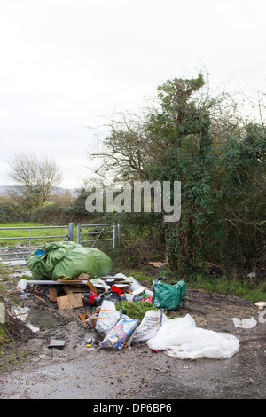 Fly-tipping in a field the North Somerset countryside, England Stock ...