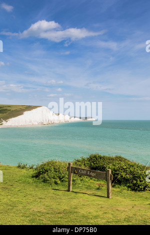 The Seven Sisters chalk cliffs in East Sussex, forming part of the ...