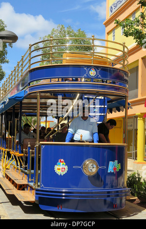 Tourist tram / streetcar in Oranjestad, Aruba, Dutch Caribbean Stock ...