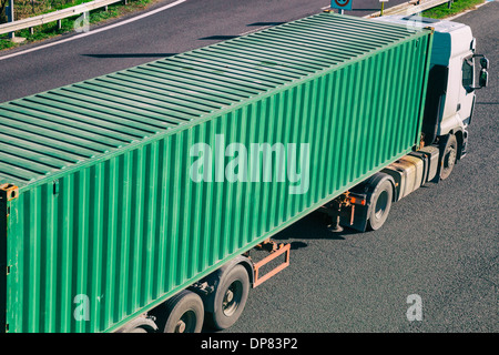 container moving on road, cargo transportation Stock Photo - Alamy