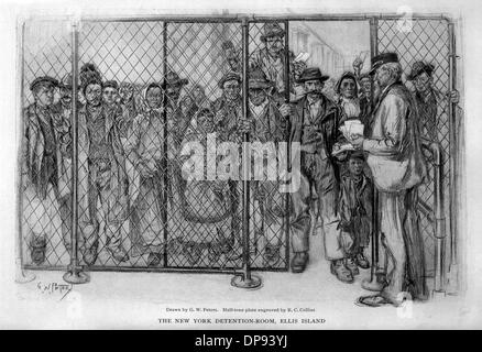 Immigrants arriving at Ellis Island, USA circa 1920 Stock Photo - Alamy
