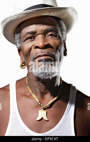 Senior african american man wearing a costume of santa claus and ...
