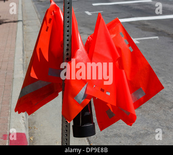 Salt Lake City, Utah - Crosswalk safety flags at a pedestrian street ...