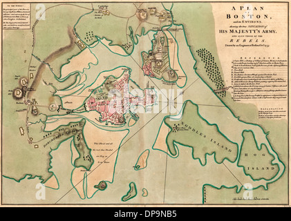 Map Of Boston 1776 Stock Photo - Alamy