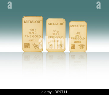 Gold Bullion in small bars and coins; 1g, 2g and 5g ingots; Austrian ...