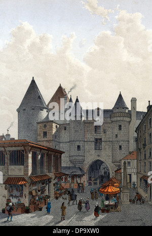 An 18th Century street scene of the Paris Boulevards during the Stock ...