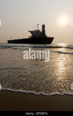 The shipwreck River Princess on Candolim Beach in Goa India Stock Photo ...
