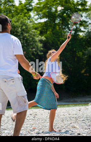 Couple playing badminton Stock Photo - Alamy