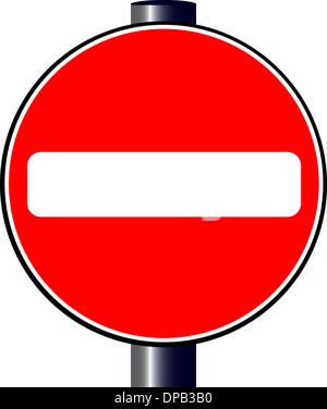A large round red traffic no entry sign over white Stock Photo - Alamy