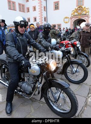 Augustusburg, Germany. 11th Jan, 2014. Motorcycles of the GDR brands ...