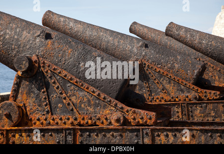 Rusting coast artillery cannons dating from the 1870s guarding the ...