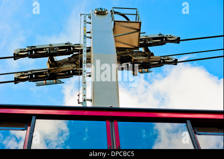 The mechanism of the cable car and part of the trailer Stock Photo - Alamy