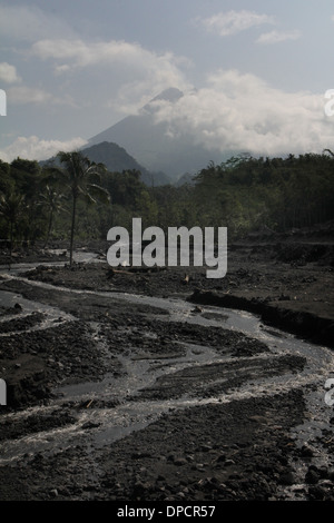 Damage to village from lahar of Mt Merapi eruption Stock Photo - Alamy