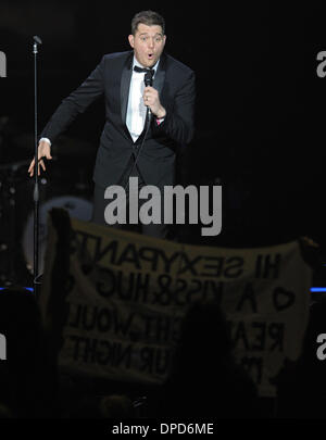 Canadian singer Michael Buble sings during a welcome celebration at the ...