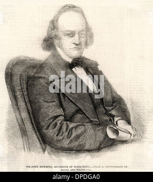 SIR JOHN BOWRING, GOVERNOR OF HONG KONG, 1860 engraving Stock Photo - Alamy
