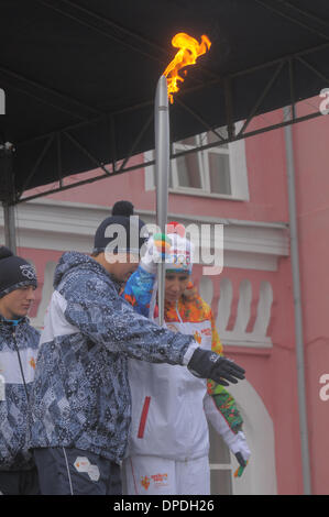 Tambov, Russia . 12th Jan, 2014. relay-race of the olympic flame 2014 ...