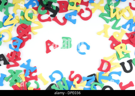 ABC spelled out with colorful sponge rubber letters Stock Photo - Alamy