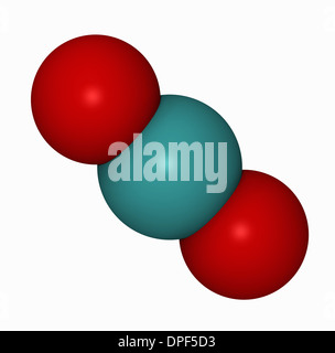 Carbon dioxide. Molecular model of carbon dioxide, CO2. The black ...