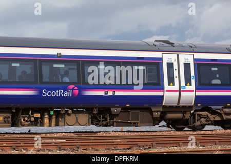 ScotRail logo on the side of a carriage with Gaelic Rèile na h-Alba ...