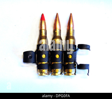 The 7.62×51mm NATO riffle cartridge,bullet,round, tracer with the red ...