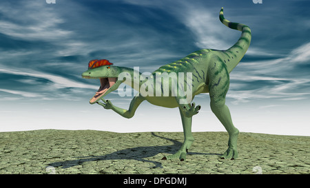 3d illustration of the hunting green dilophosaurus Stock Photo - Alamy