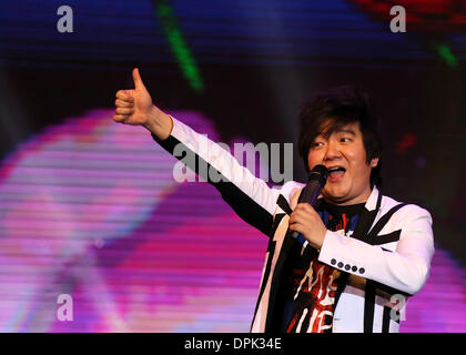 Beijing, China. 15th Jan, 2014. Singer Wang Rong performs during a ...