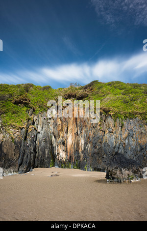 Small rocky cliffs of Ordovician marine sediments at Stradbally Cove ...