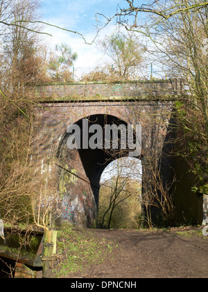 Arch over former salt line railway, now public footpath in Cheshire UK ...