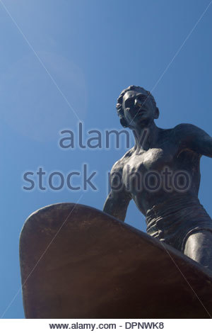 Statue of surfer Duke Kahanamoku who is credited with introducing ...