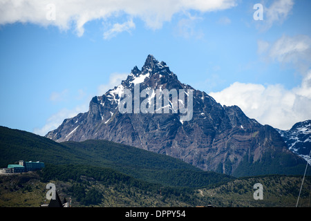 The distinctive, sharp triangle-shaped mountain is Monte Olivia (Mount ...