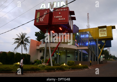 The exterior of a unique library building 'AMIN', which is constructed ...