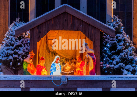 Nativity scene with snow, Vancouver, British Columbia, Canada Stock ...