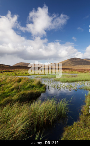 A view across Loch Steisebaht towards the mountains of South Harris ...