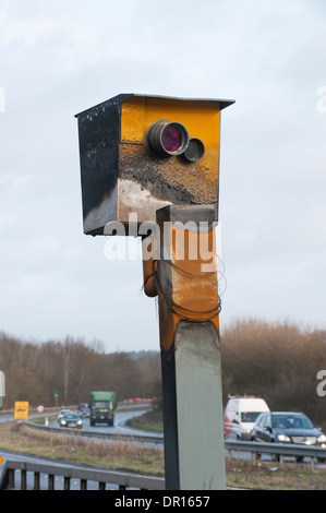 Vandalised speed camera on the A3 in Hampshire UK Stock Photo - Alamy
