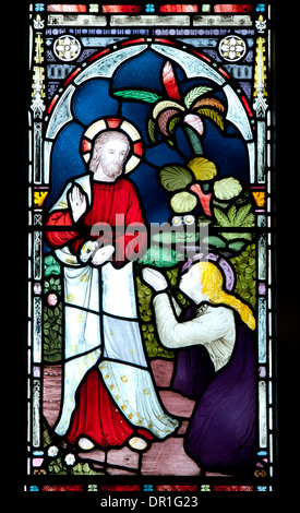 Stained glass window, Christ appearing to Mary Magdalan after his ...
