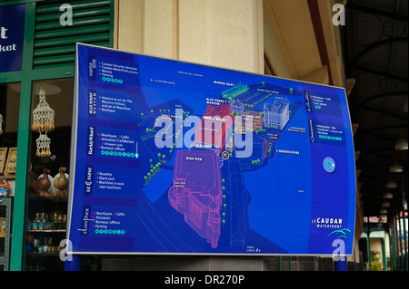 Waterfront location detailed map on a blue display board, Caudan ...