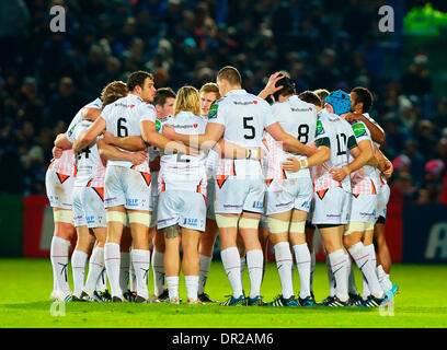 Leinster Rugby team in a huddle during the Investec Rugby Champions Cup ...