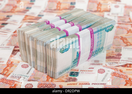 Russian 1000 rubles banknote closeup macro fragment. Russia one ...