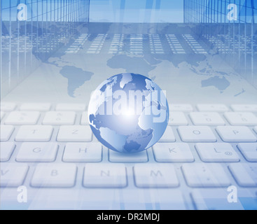 Earth with keyboard Stock Photo - Alamy