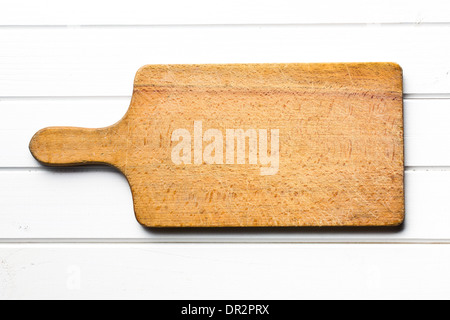 Top view of wooden cutting board on old stone countertop Stock Photo ...