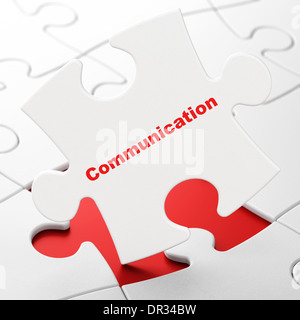 Advertising concept: Communication on puzzle background Stock Photo - Alamy