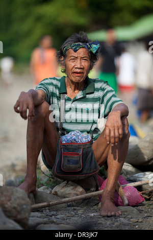 A Hanunoo Mangyan man at a Mangyan market near Mansalay, Oriental ...